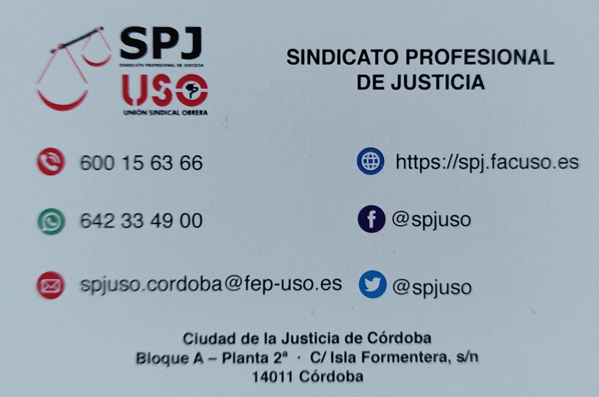 SPJ-USO CÓRDOBA. LLAMAMIENTO DE PERSONAL INTERINO - SPJ-USO